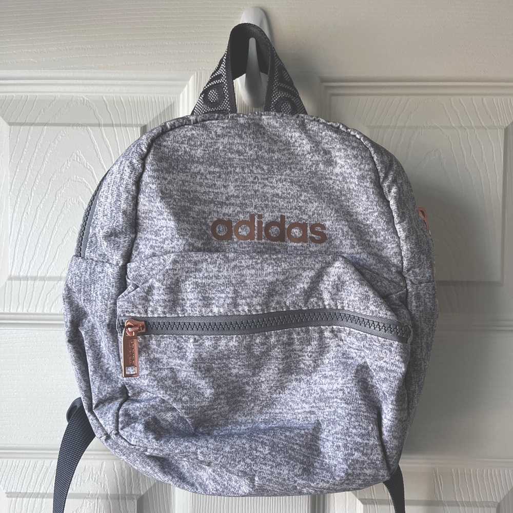 Small Gray Adidas Backpack Purse With Rose Gold Hardw… - Gem